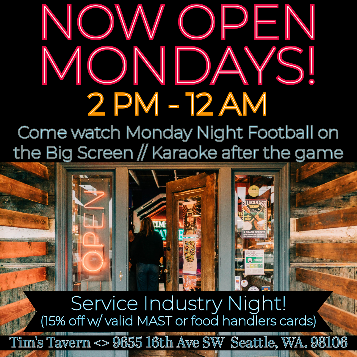 Monday Service Industry Appreciation Night! at Tim's Tavern in Seattle ...