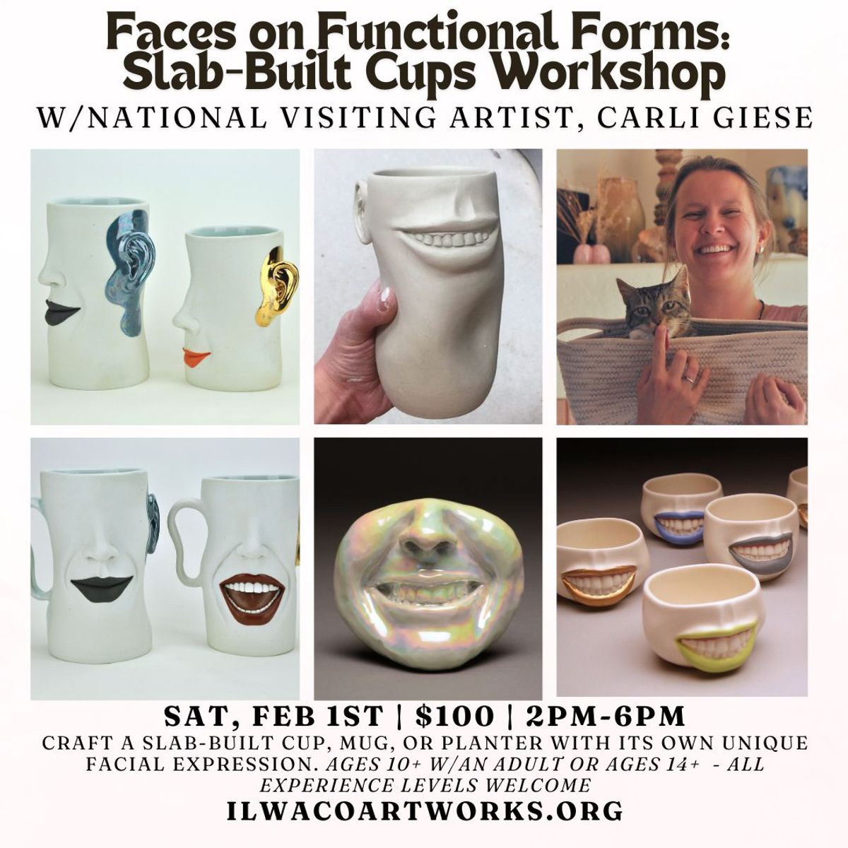 Faces on Functional Forms: Slab-Built Cups w/ National Visiting Artist ...
