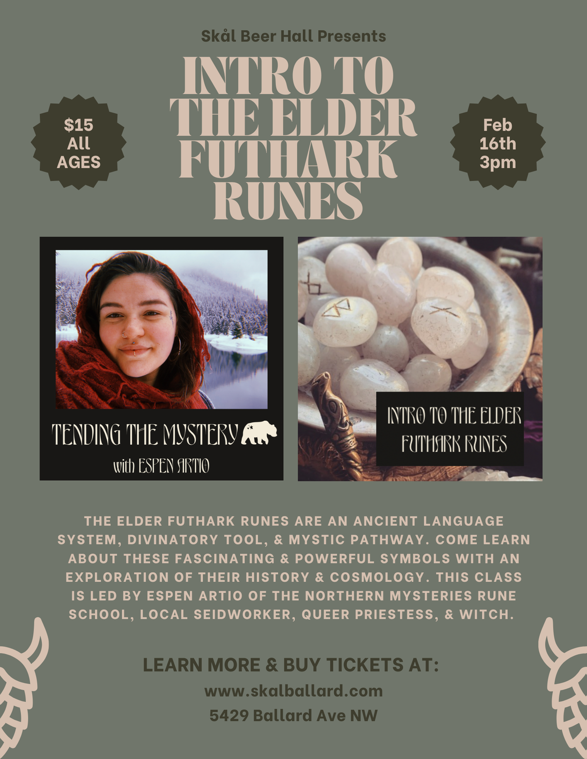 Intro to the Elder Futhark Runes Class at Skål Beer Hall in Seattle, WA - Sunday, February 16 ...